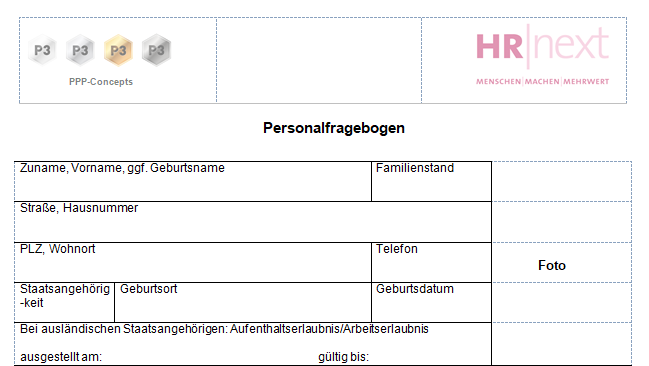 Personalfragebogen | Formulare | Administration | HR-Konzepte&Tools ...